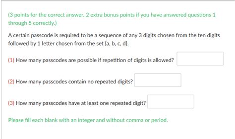 Solved 3 ﻿points For The Correct Answer 2 ﻿extra Bonus