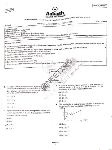 Aakash Term Exam For Class 11 Pdf