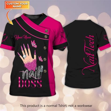 Nail Boss Diamond Personalized 3d Tshirt Manicurist T Custom Name