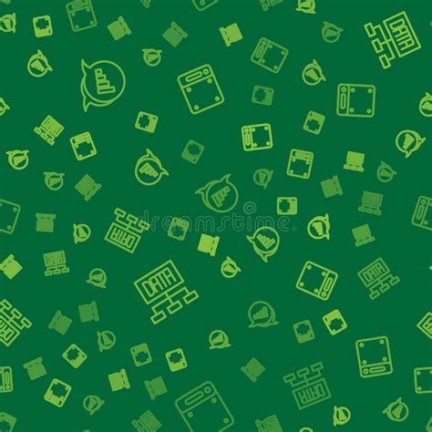 Set Line Pie Chart Infographic Data Analysis And Server On Seamless Pattern Vector Stock