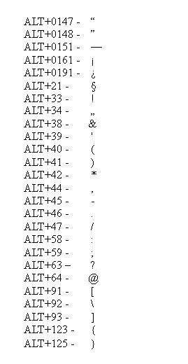 Technical Some Useful ALT Codes