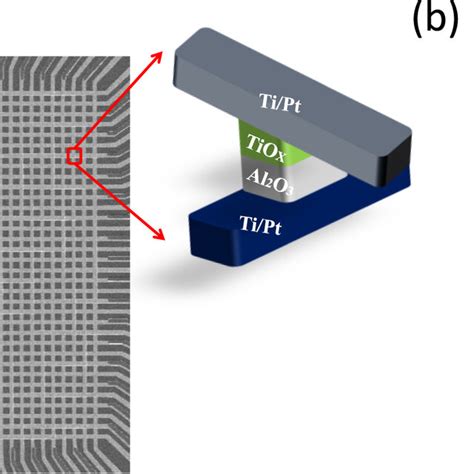 memristor configuration a top view sem image of the fabricated