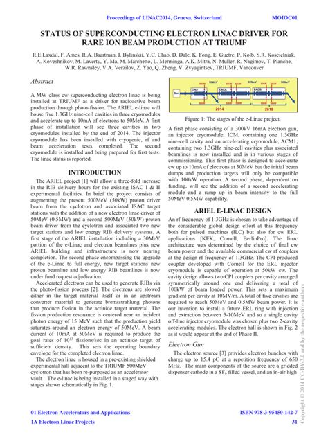 Pdf Status Of Superconducting Electron Linac Driver For Rare Ion Beam Production At Triumf