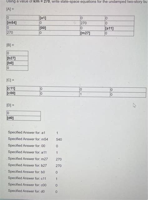 Solved Using A Value Of K M 270 Write State Space Equations
