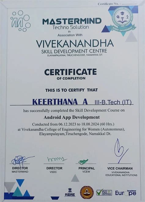 Androiddevelopment Skilldevelopment Certificate Learningjourney Keerthana A