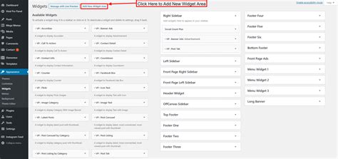 Add New Widget Area HashThemes