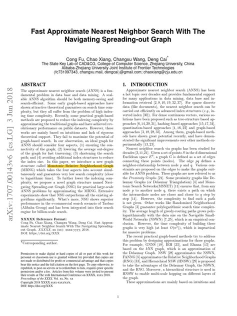Fast Approximate Nearest Neighbor Search With The Navigating Spreading Out Graph Pdf