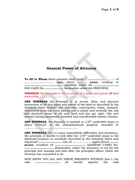 Power Of Attorney Draft Pdf