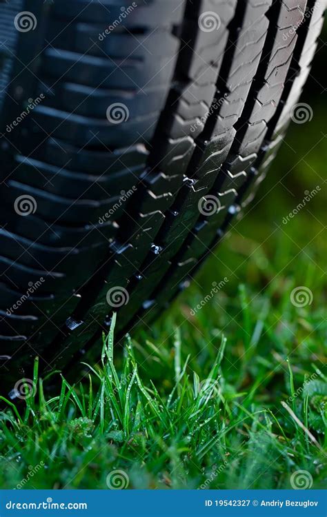 Wheel On The Grass Stock Image Image Of Grass Black 19542327