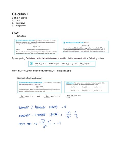 calculus i limit calculus i 3 main parts 1 limit 2 derivative 3