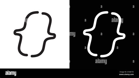 Font Brackets Icon Black Line Art Vector In Black And White Outline Set Collection Sign Stock