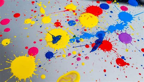 Colorful Paint Splatter On Grey Background Stock Illustration
