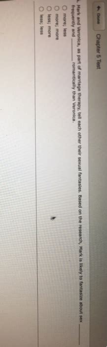 Solved Mark And Veronica As Part Of Marriage Therapy Chegg Com