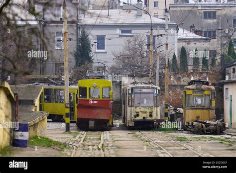 Lviv Ukraine 24 03 2024 A Tatra Kt4 A Track Cleaning Tram A Scrap