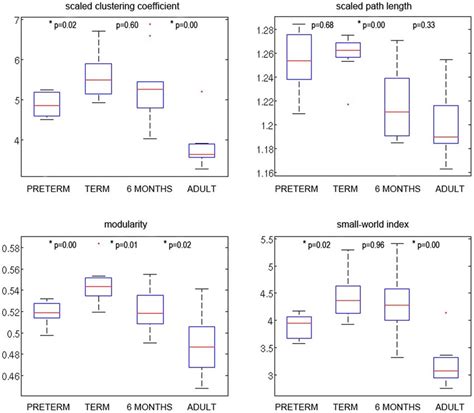 Group Analysis Of Scaled Network Metrics Scaled Clustering Coefficient