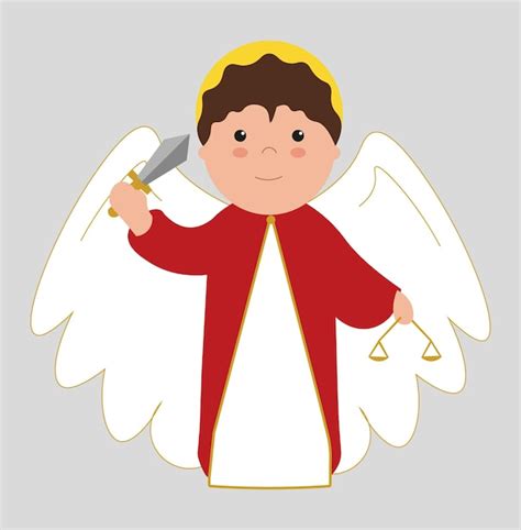 성 미카엘 대천사 귀여운 일러스트 프리미엄 벡터