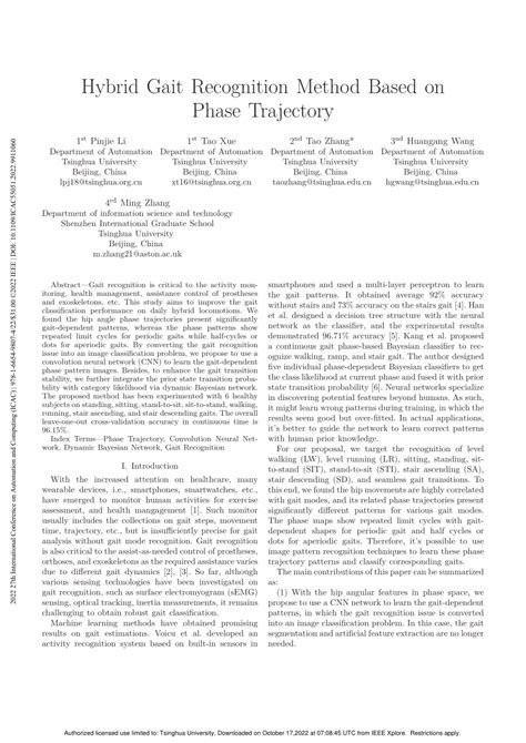 Pdf Hybrid Gait Recognition Method Based On Phase Trajectory