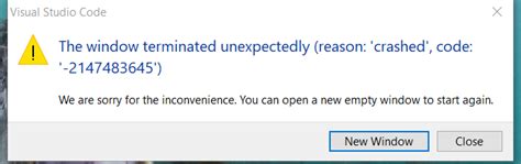The Window Terminated Unexpectedly · Issue 176215 · Microsoftvscode