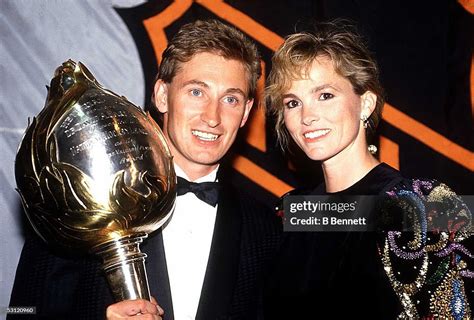 Wayne Gretzky Of The Los Angeles Kings Stands With His Wife Janet