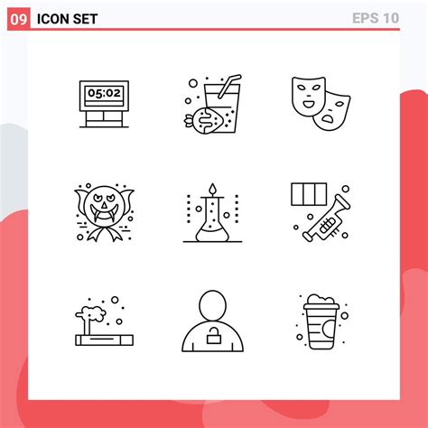 Pictogram Set Of Simple Outlines Of Science Laboratory Roles Halloween Scary Face Editable