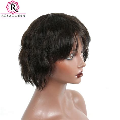 Buy Short Human Hair Bob Wig Brazilian Remy Wavy 100
