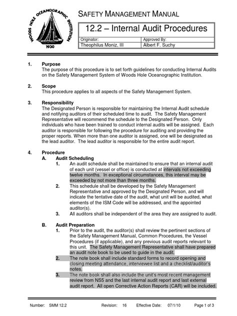 Ism Procedure Internal Auditing Pdf Internal Audit Auditors Report