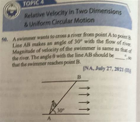 Relative Velocity In Two Dimensions And Uniform Circular Motion 60 A Swim