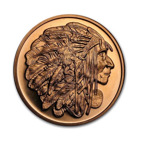 Native Americans Medallion Chief 1oz Pure Copper Bullion Round