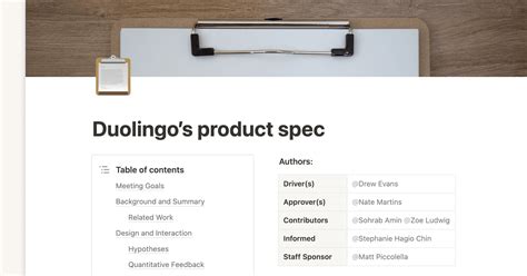 Product Spec Template By Notion Notion Marketplace