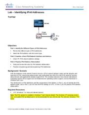 Lab Identifying IPv Addresses Lab Identifying IPv Addresses Topology Objectives