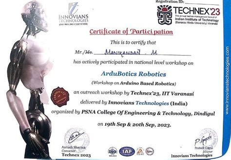 manikandan m on linkedin arduino robotics technex23 iitvaranasi
