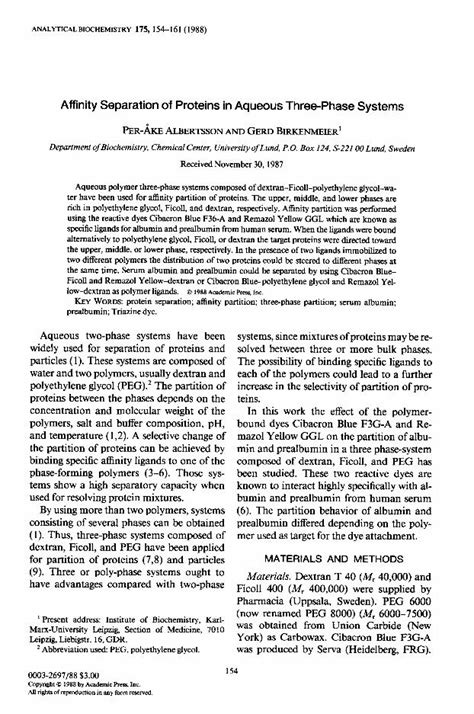 Pdf Affinity Separation Of Proteins In Aqueous Three Phase Systems Dokumentips