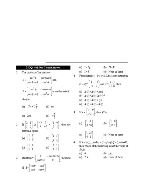 Matrices 1 Pdf