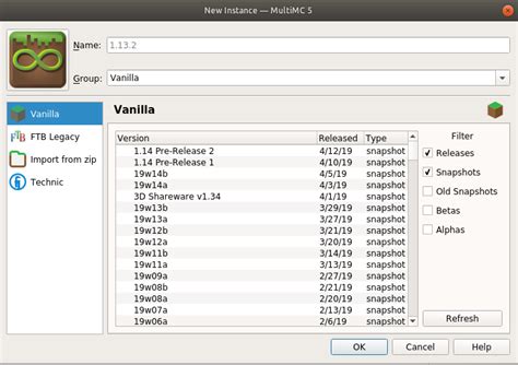 Minecraft Prereleases Not Showing Up Issue MultiMC Launcher GitHub