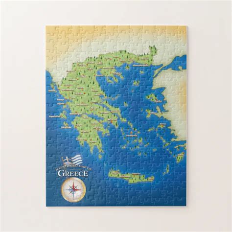 Illustrated Map Of Greece Jigsaw Puzzle Zazzle