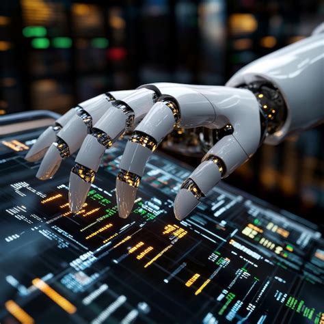 Robotic Hand On Screen Premium Ai Generated Image