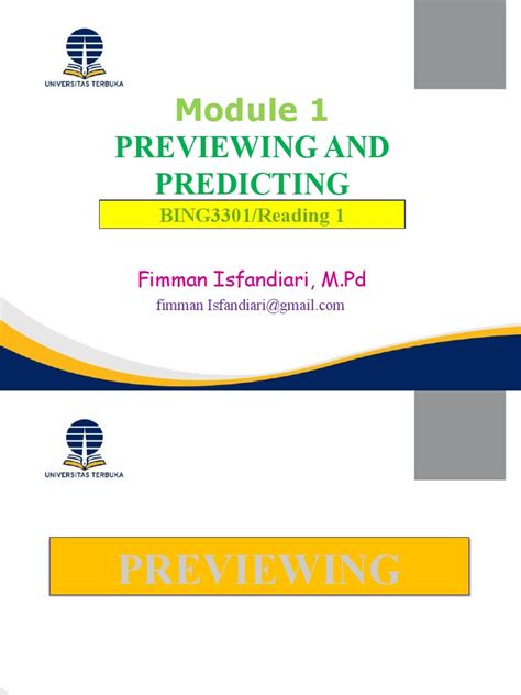 Module 1 Previewing And Predicting Pdf