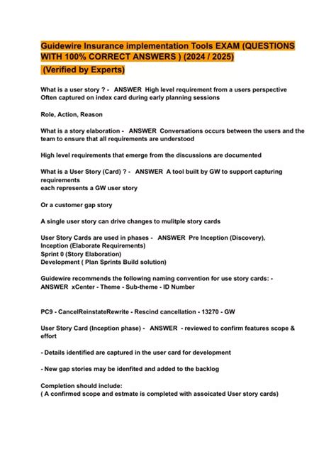 Guidewire Insurance Implementation Tools Exam Questions With 100 Correct Answers 2024