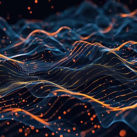 Abstract Digital Wave Pattern With Glowing Particles Premium Ai Generated Image