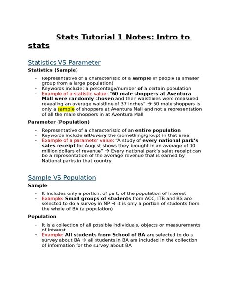Stats Tutorial 1 Notes Simplified Pdf Level Of Measurement Ratio