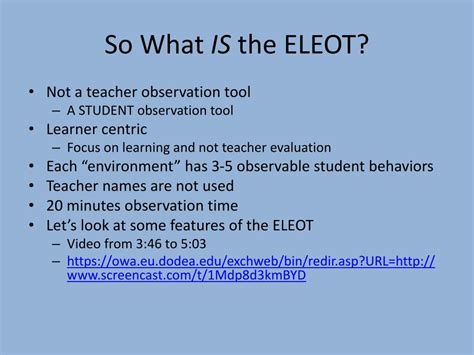 Ppt Eleot Powerpoint Presentation Free Download Id 4260175