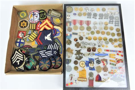 Tray Of Military Insignia Medals Jan 17 2020 Strawser Auction