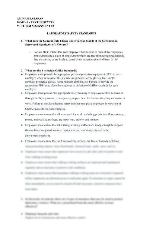 Solution Laboratory Safety Standards Studypool