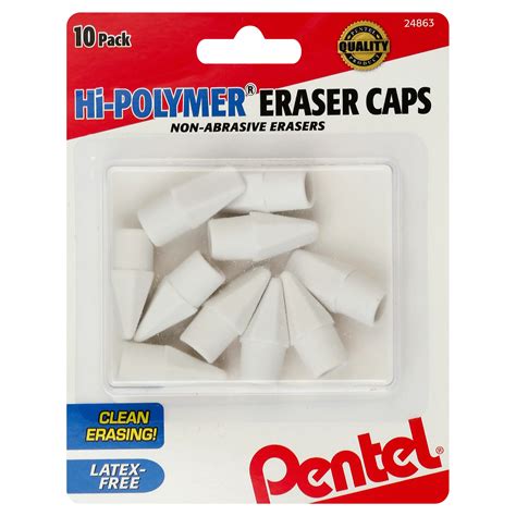 Pentel Hi Polymer Eraser Caps White Shop Erasers And Ink Correction
