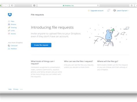 How To Send A File Request Using Dropbox Cnet