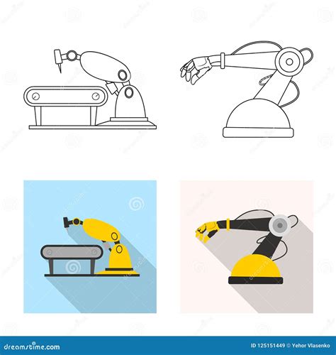 Isolated Object Of Robot And Factory Sign Collection Of Robot And Space Stock Symbol For Web