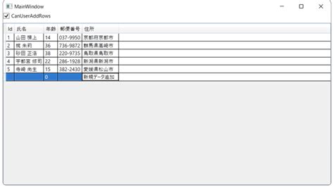 Wpf Datagrid 行データの追加を許可する Hirosnet Blog