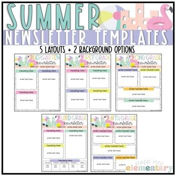 Summer Newsletter Templates May Edition Editable Tpt