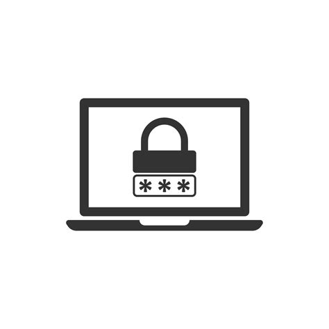Laptop With Password Icon In Flat Style Computer Access Vector Illustration On White Isolated