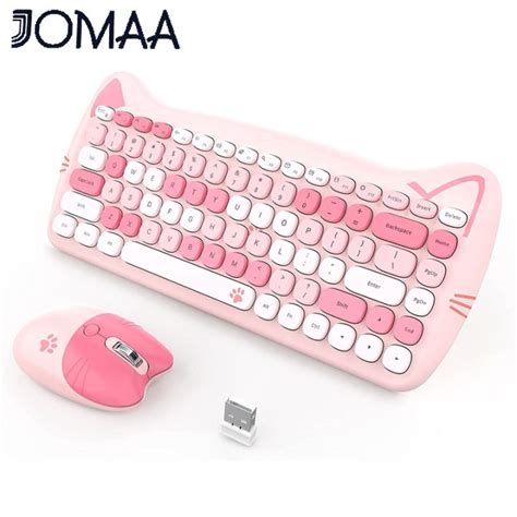 Jomaaandmofii Meow Colors Cute Mini 2 4g Wireless Keyboard And Mouse Set